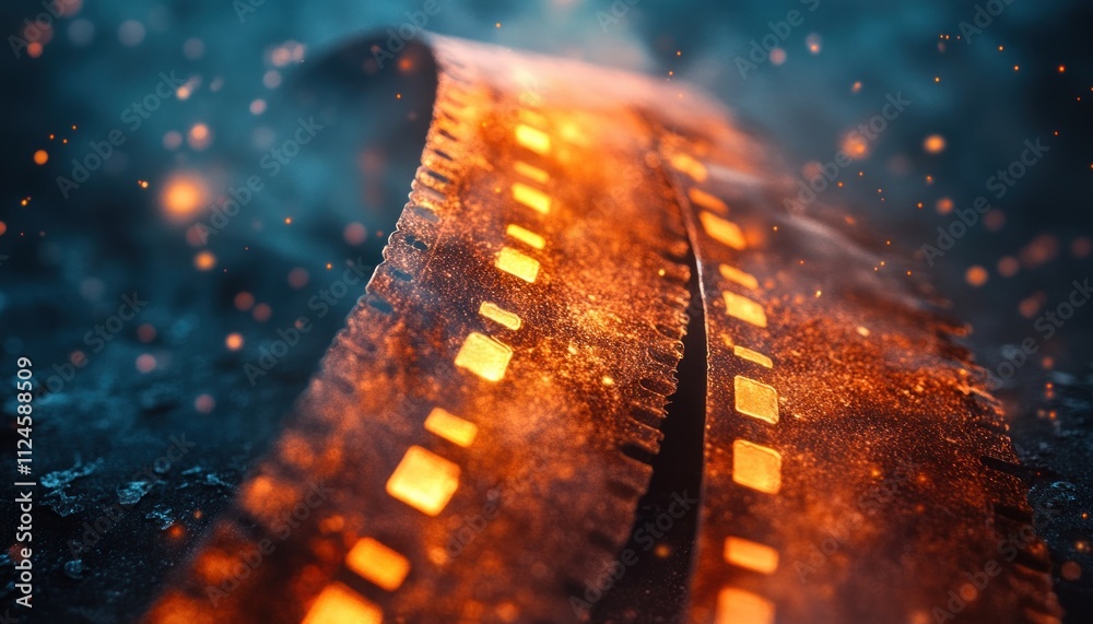 vintage film strip frame isolated on textured background with scratches ...