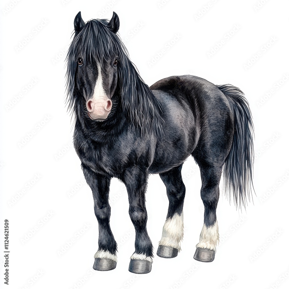 Cute Black Horse Watercolor Clipart Farm Animal Pony Equine Pet ...
