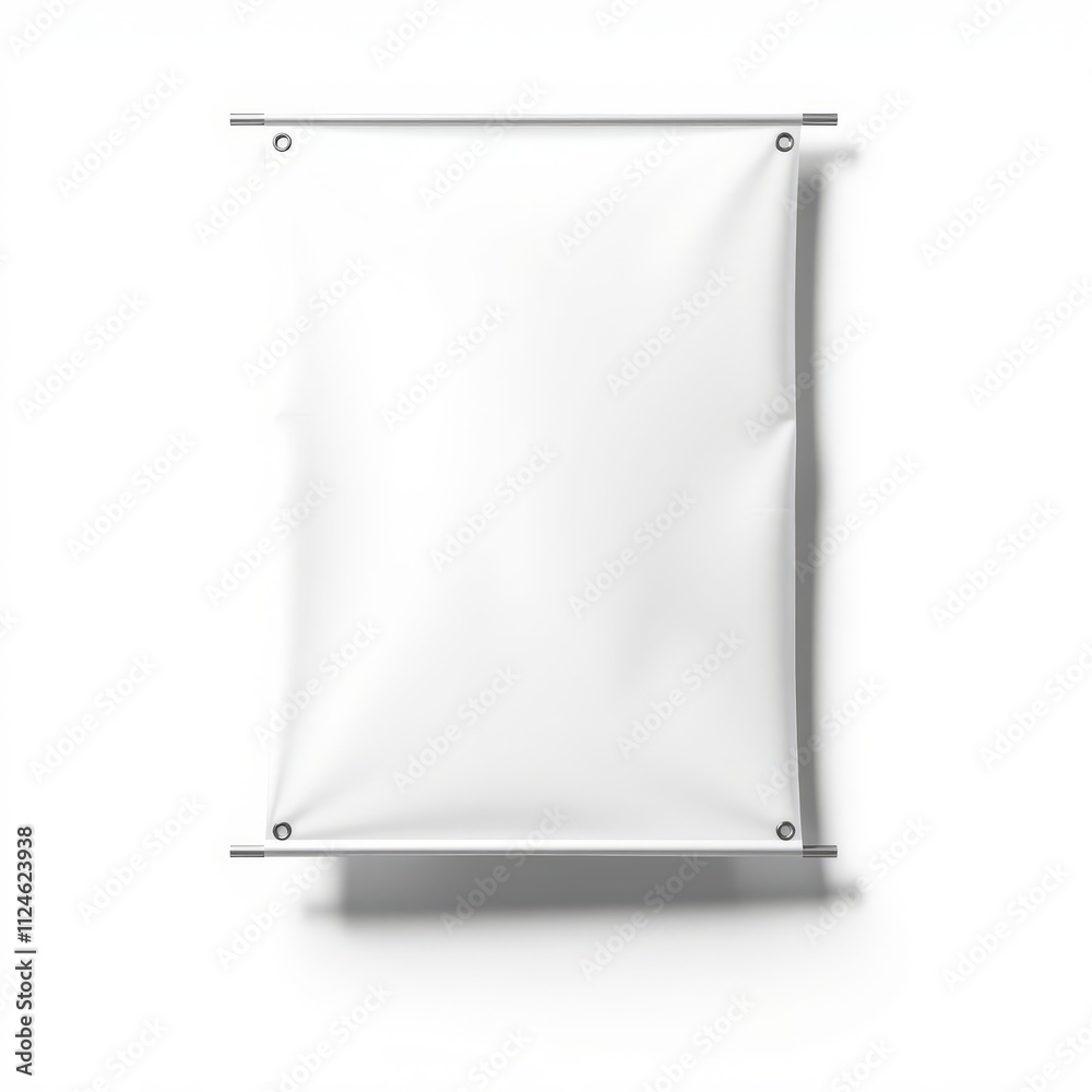 White canvas, blank scroll, minimalist presentation, wall-mounted ...