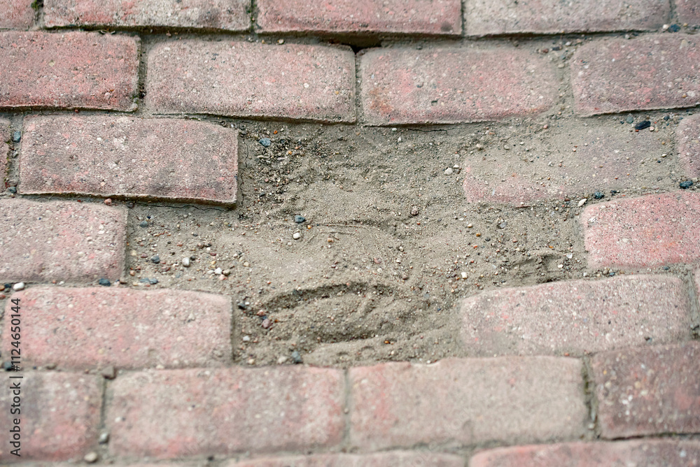 Sidewalk damage, uneven paving slabs with surface depression due to ...