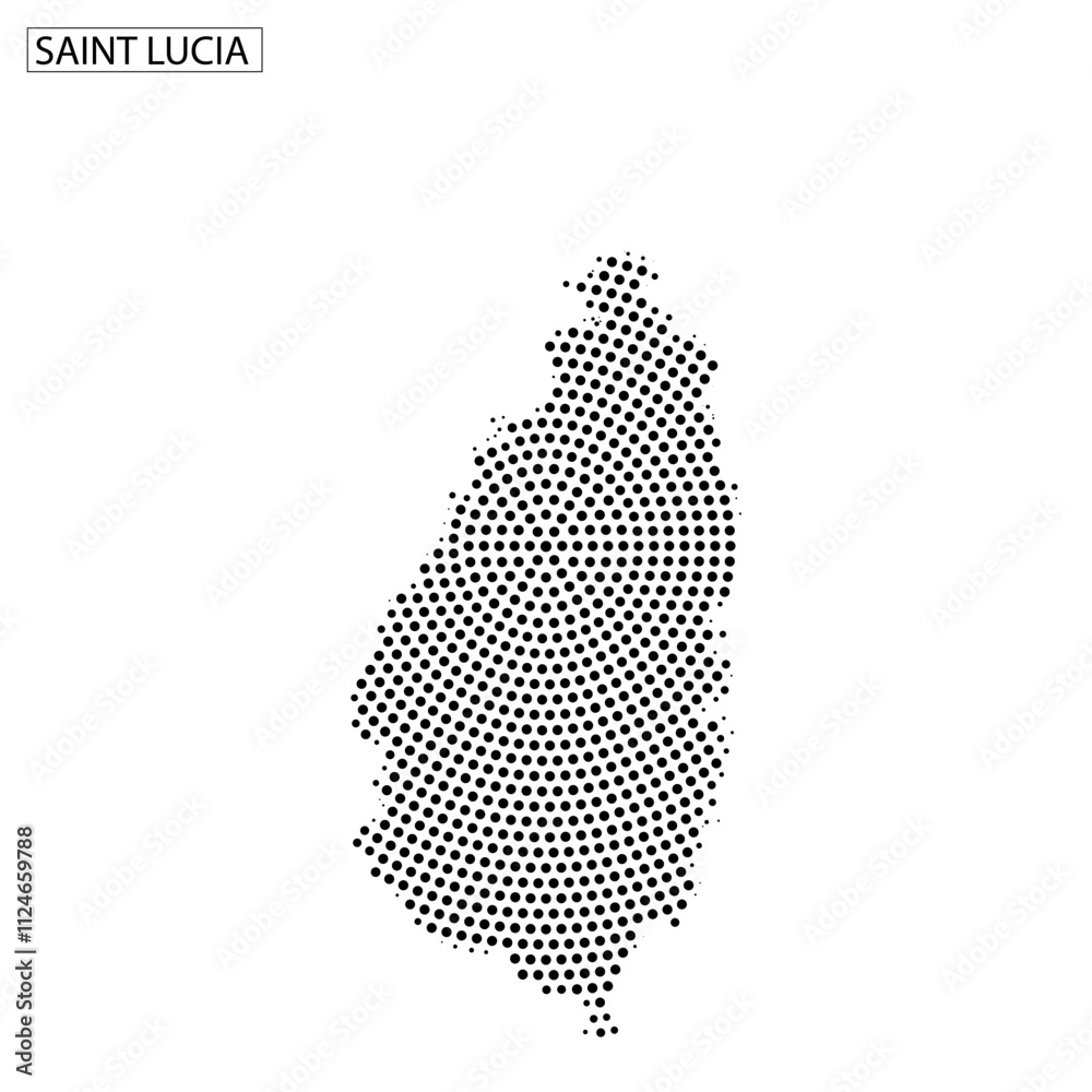 Map outline of Saint Lucia showcasing geographical features and borders ...