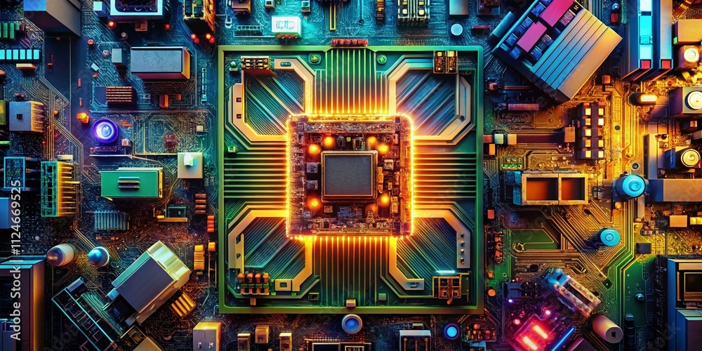 Aerial View of Digital Logic Elements in Modern Technology - Capturing ...