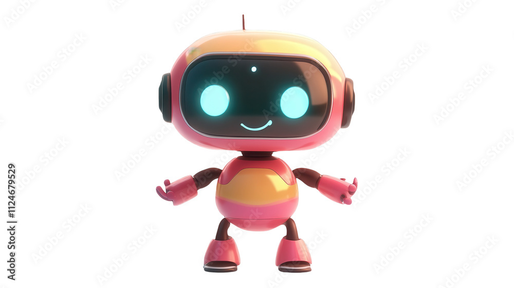 Cheerful 3D AI Robot for UI/UX Design and Automation Concept Illustration Showing its Positive ...
