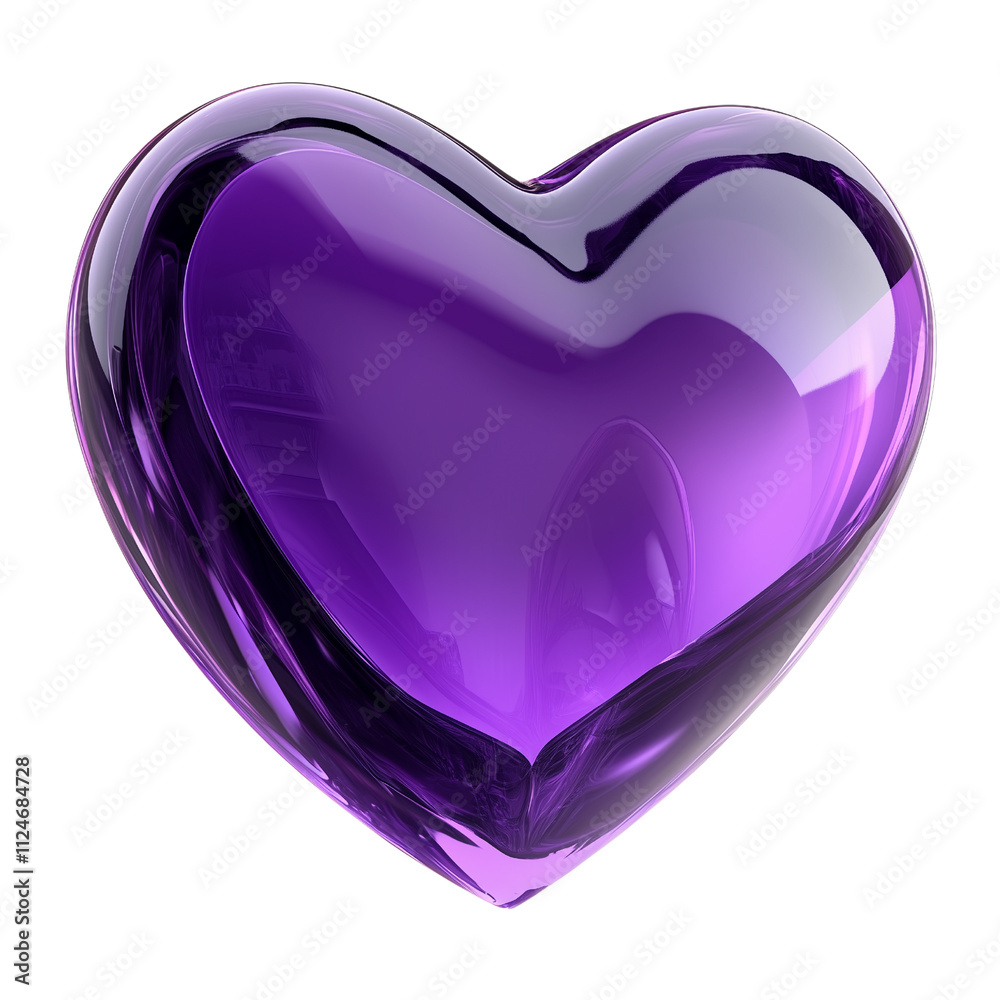 Crystal purple Amethyst heart on white, transparent background PNG ...