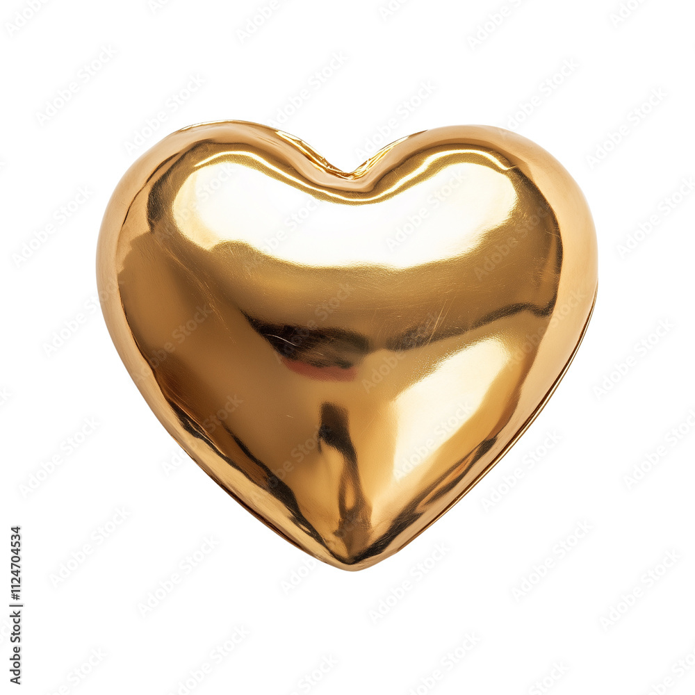 ' Heart of Gold ', 3D Golden Heart isolated on white background, Glossy ...