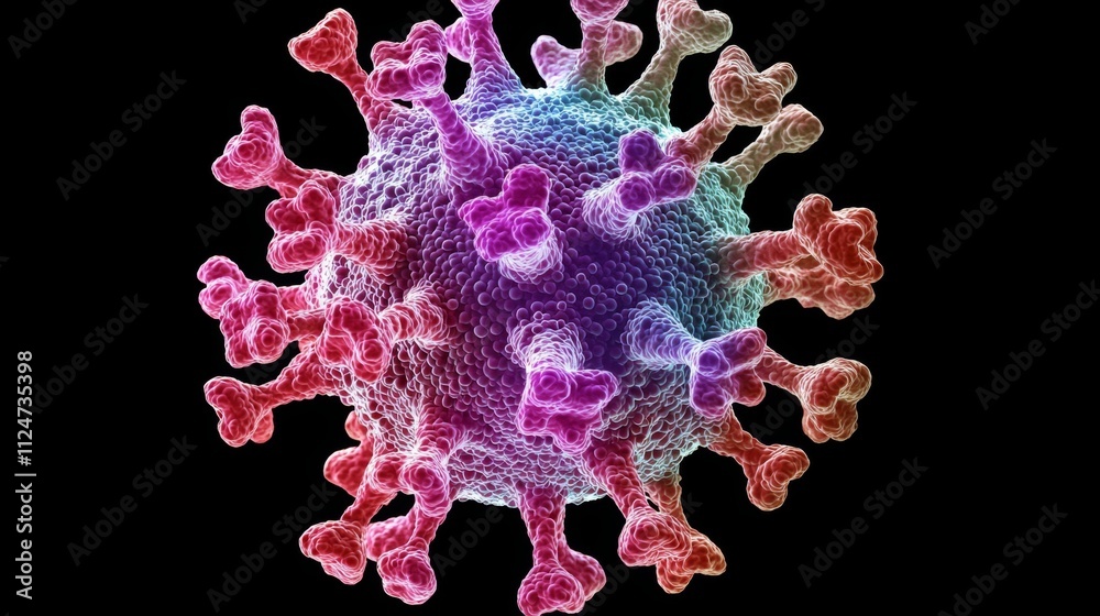 Covid-19 virus structure scientific research lab 3d visualization microbial environment close-up ...