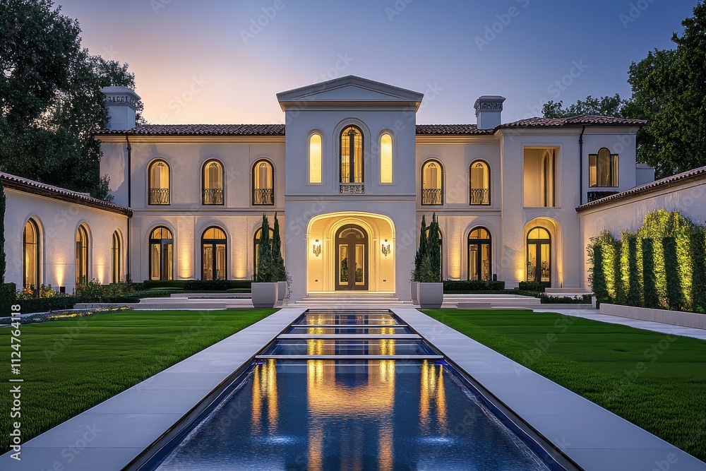 Luxurious modern mansion neoclassical architecture white exterior ...