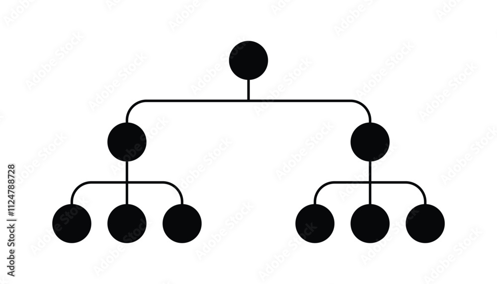 Family tree in black circle. leadership people structure. teamwork sign ...