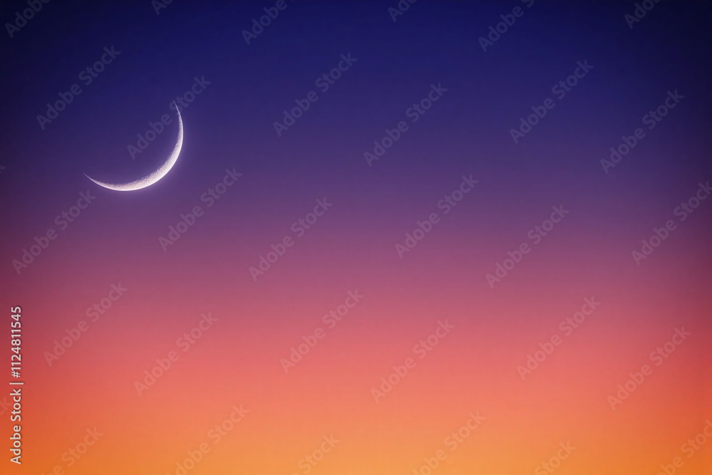 Sunset sky transitioning night gradient colors crescent moon glow Stock ...