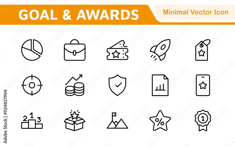Goal & Awards Icon Set. A motivational collection of icons designed to ...