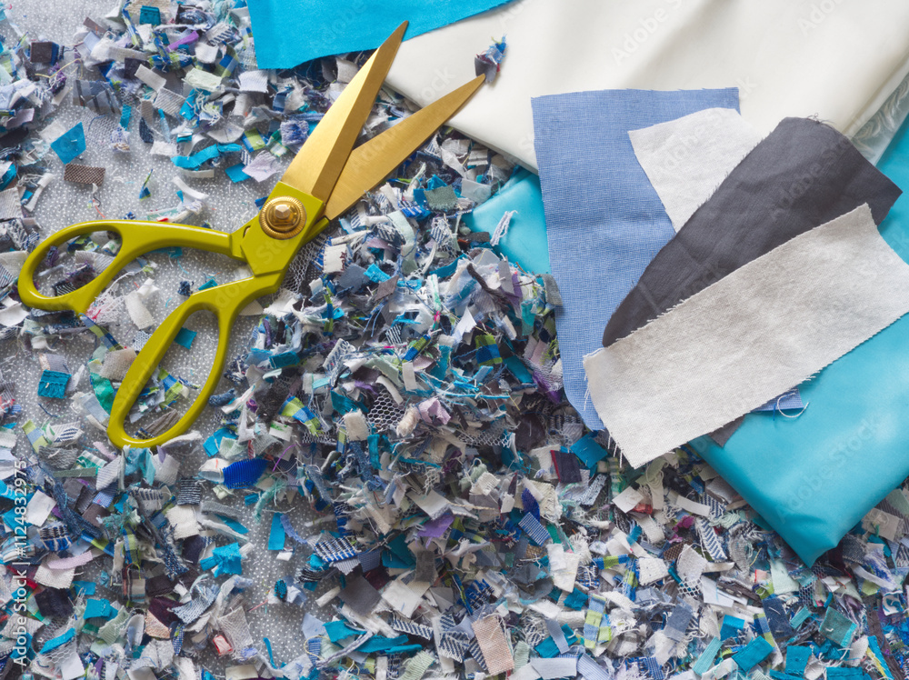 Recycling background. Zero waste concept. Textile recovery. Reusable of ...