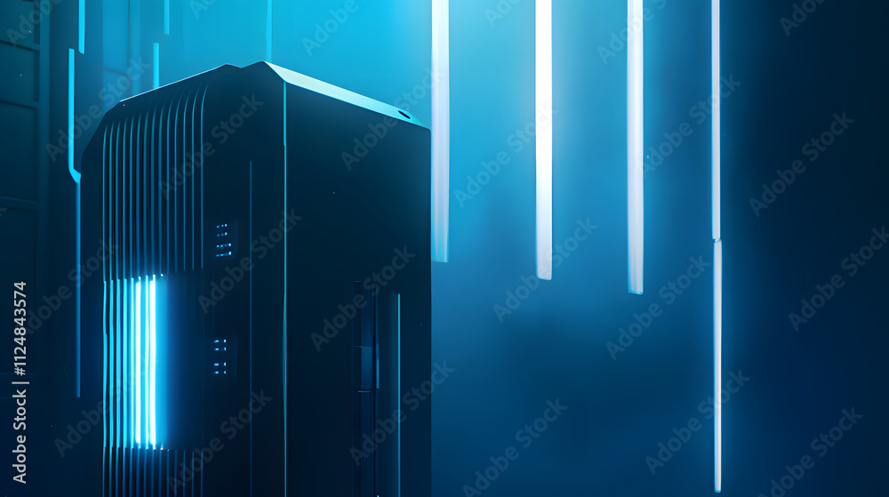 Modern game server rack with blinking lights and cables, symbolizing ...
