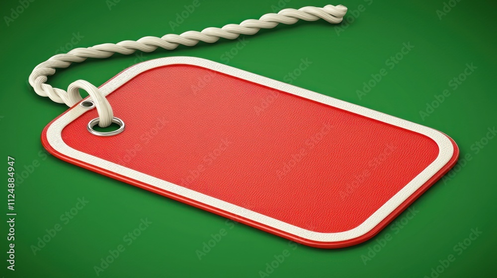 Blank Red Tag with White Border and Rope, Ideal for Mockups and ...