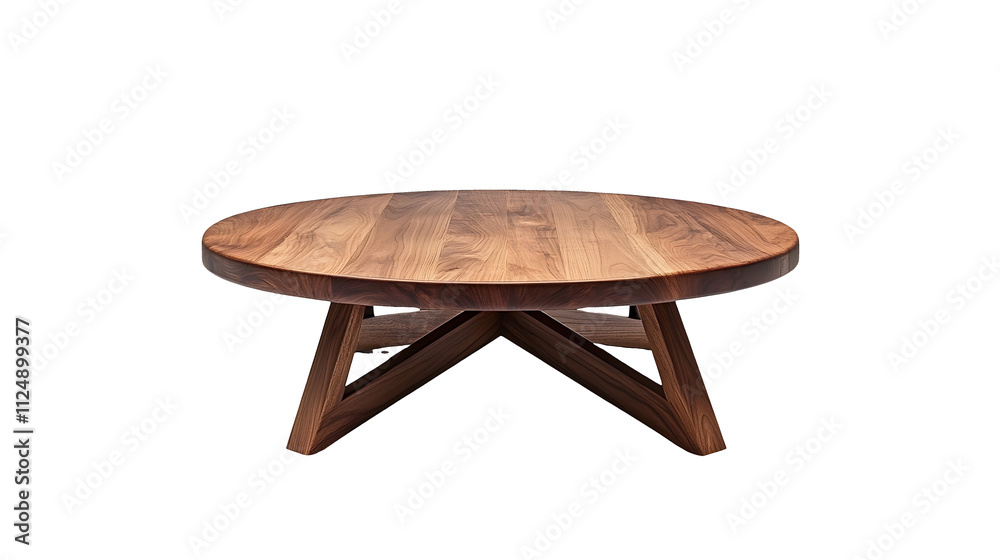 Handcrafted walnut wood round coffee table showcases natural grain ...