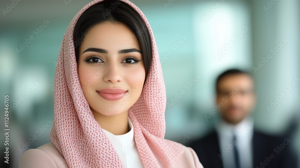 Young Saudi Arabian woman engages confidently in a job interview with ...
