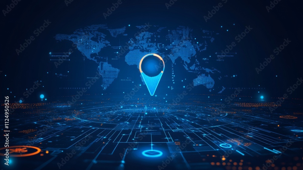 World map infographic with pointer marks on a blue background ...