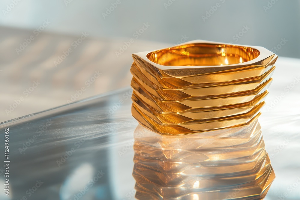 A modern twist on traditional gold jewelry featuring angular ...