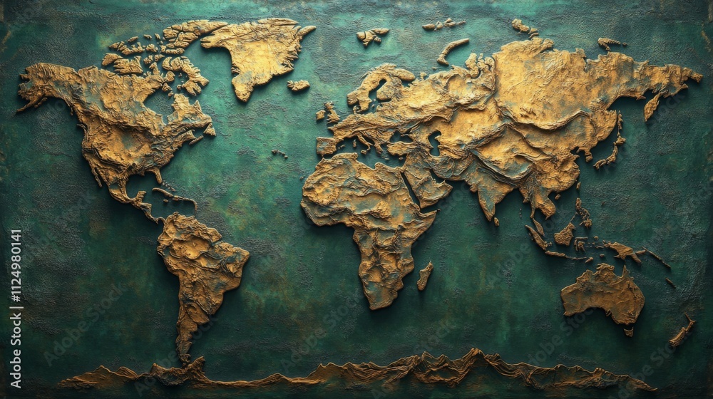 rendering of a world map of Asia , Asia, globe, map, continent ...