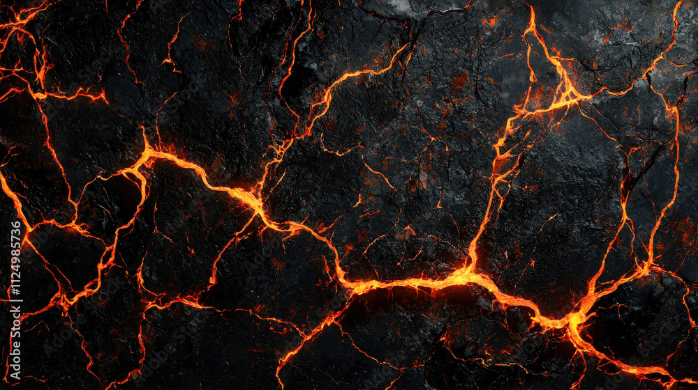 Dramatic Lava Flow Texture with Fiery Cracks and Dark Background Ideal ...