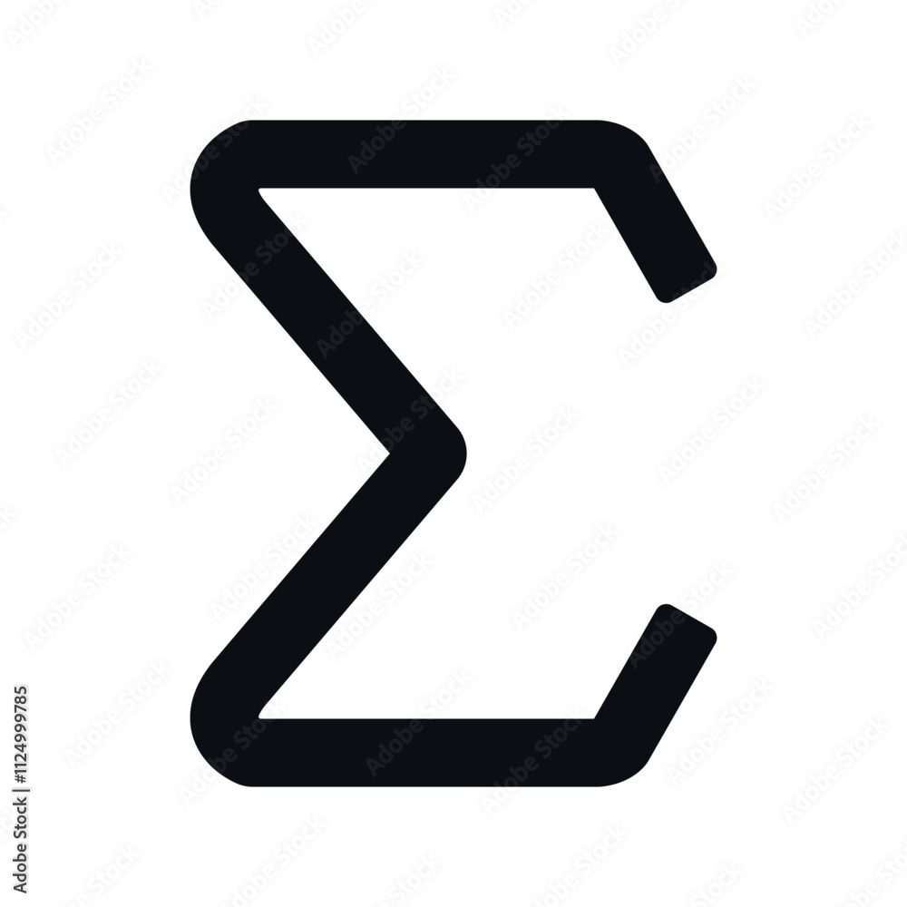 Summation symbol glyph icon vector, sigma icon silhouette vector in ...