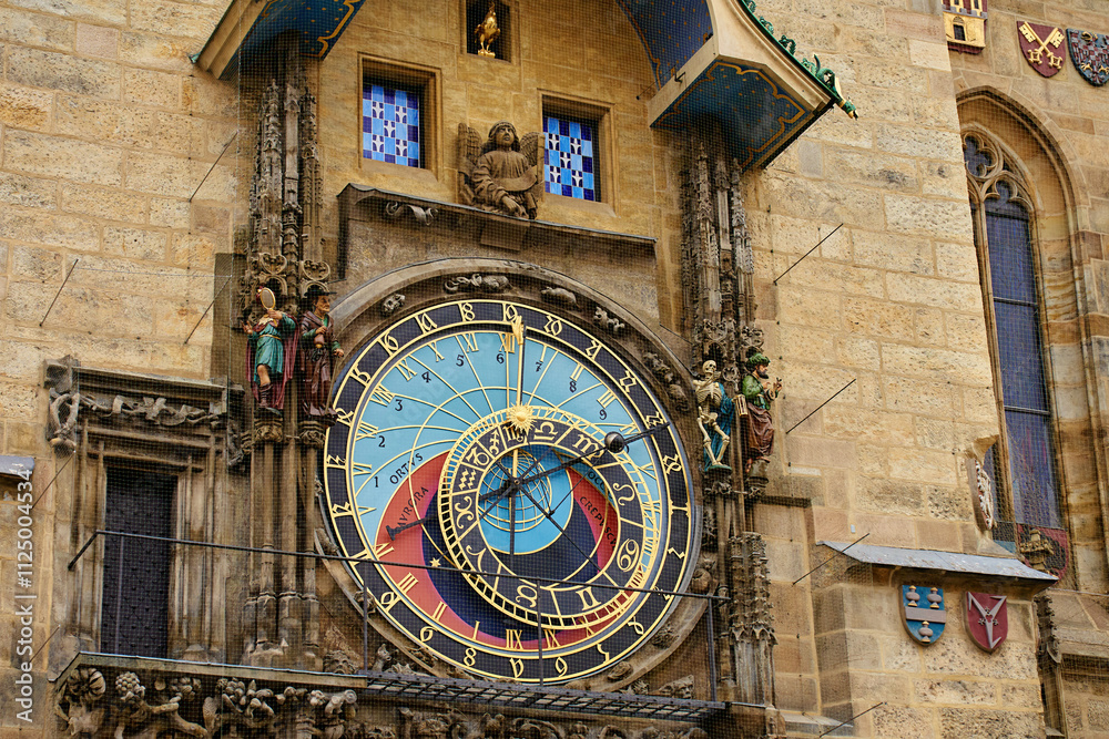Astronomical clock on Old Town city Hall in Prague, Czech Republic ...
