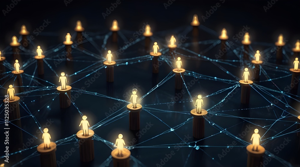 Globalization and technology concept: people connected by a network of ...