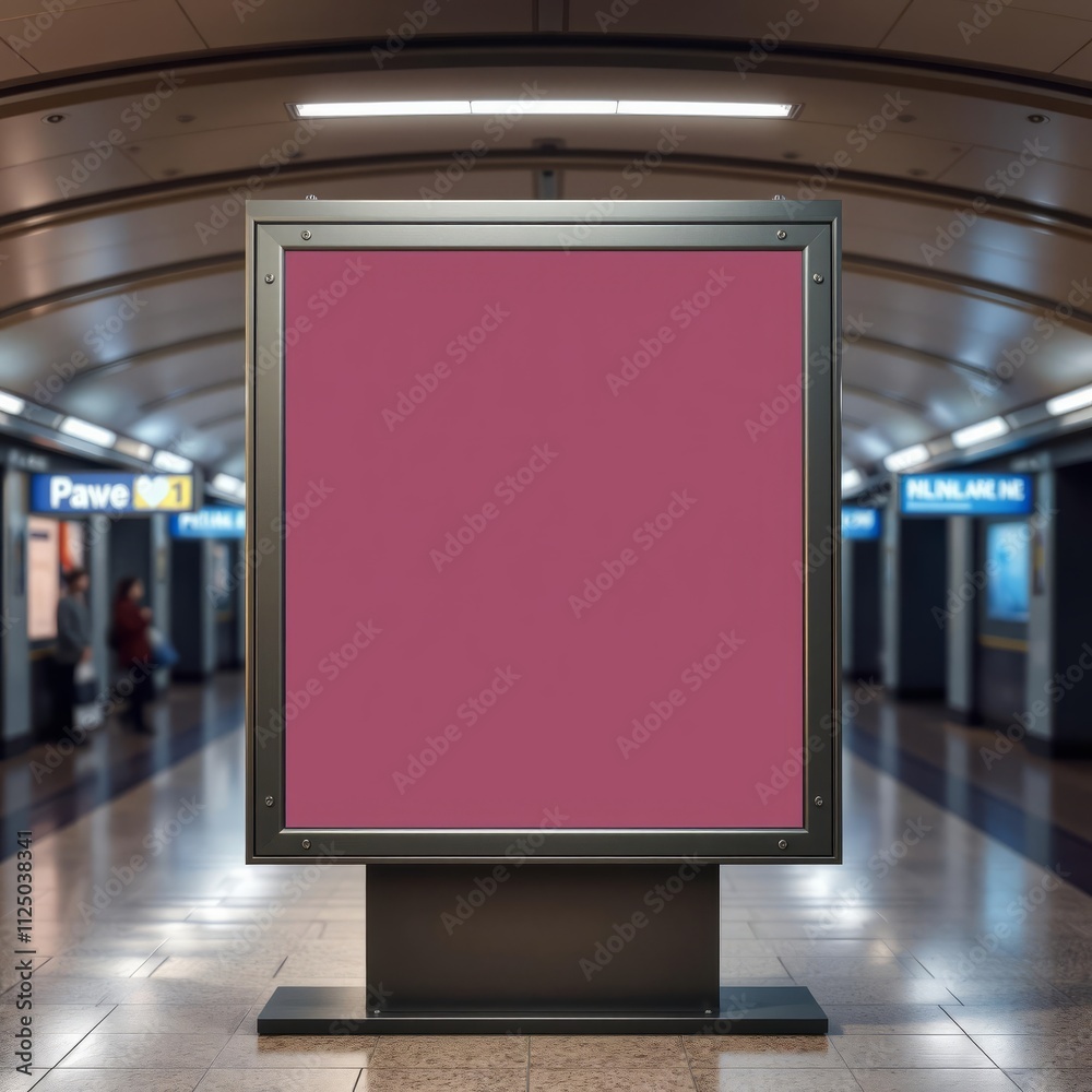 Blank billboard mock up signboard frame advertising located in subway ...
