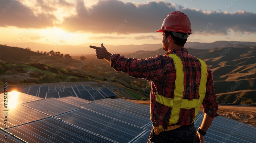 Solar energy installation renewable energy site action shot scenic ...