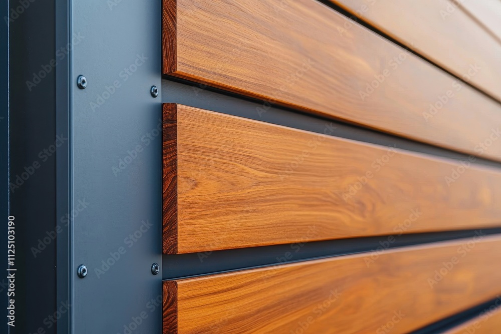 Hardwood durability structure concept. Wooden slats create a modern ...