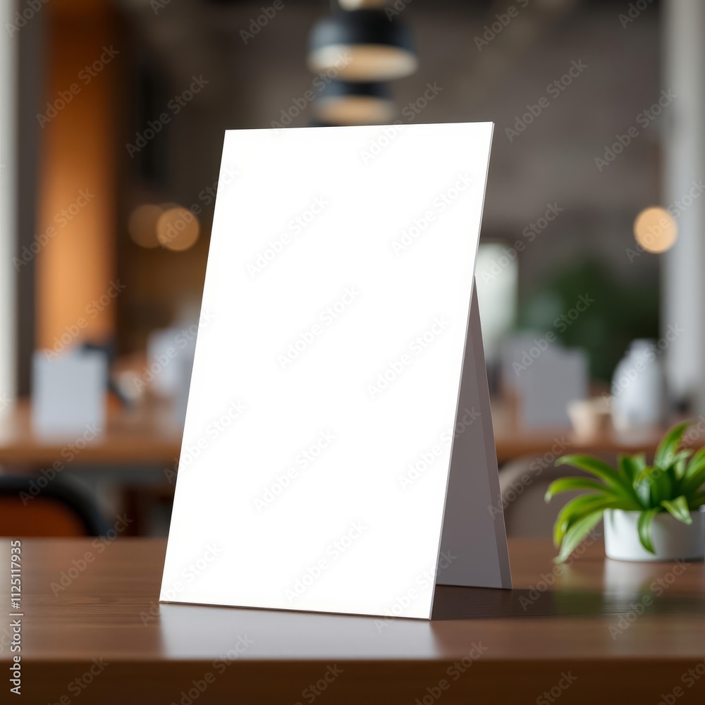 Stand mock up menu frame tent card blurred background design key visual ...