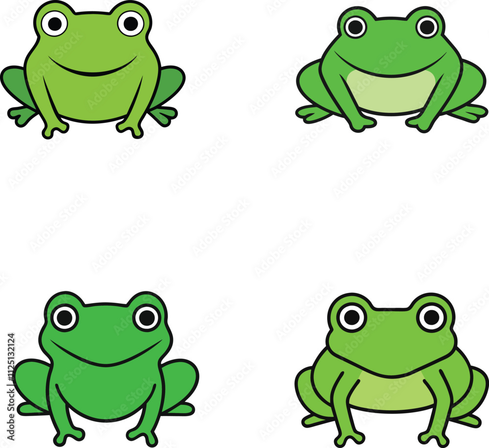 Cartoon Frog Colorful Vector Illustration Stock Vector | Adobe Stock