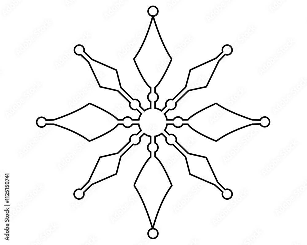 Snowflake, crystal of frozen water - vector line art picture for ...
