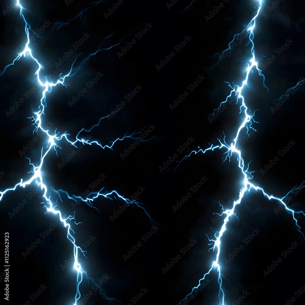 Electric blue lightning bolt overlay the dark background, representing ...