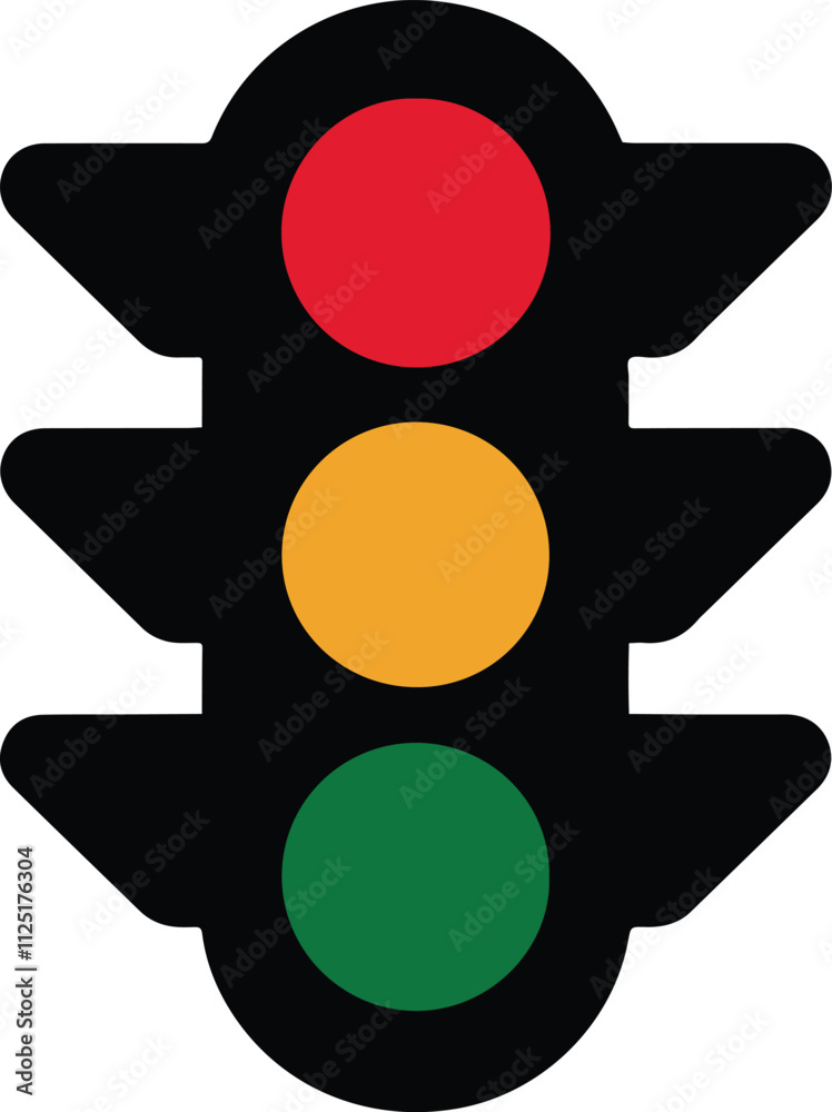 traffic light on yellow, Traffic light icon vector style with white ...
