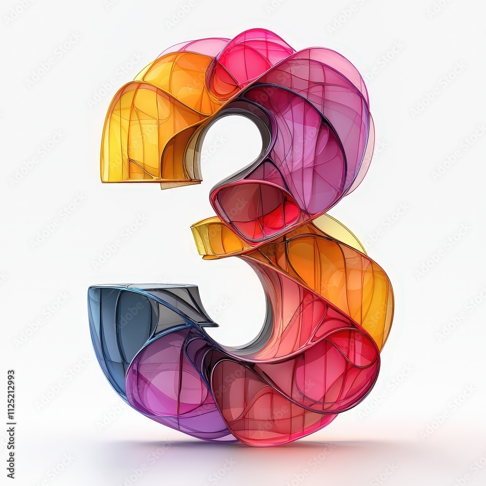 number 3 with abstract motion lines icon logo illustration isolated on ...