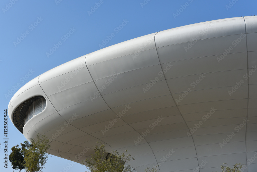 LOS ANGELES, CALIFORNIA - 4 DEC 2024: Detail of the Lucas Museum of Narrative Art in Exposition ...