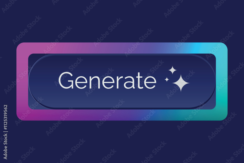 เวกเตอร์ Stock Ai generate button. 3d buttons bar neumorphic ux ui interface design, artificial ...