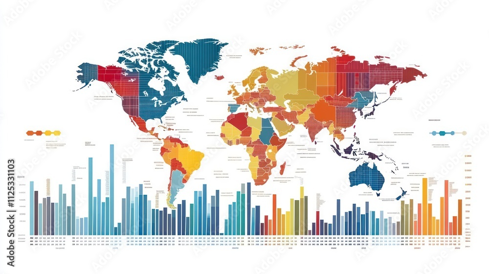 Global data visualization map showing countries' color-coded statistics ... Global data visualization map showing countries' color-coded statistics ...
