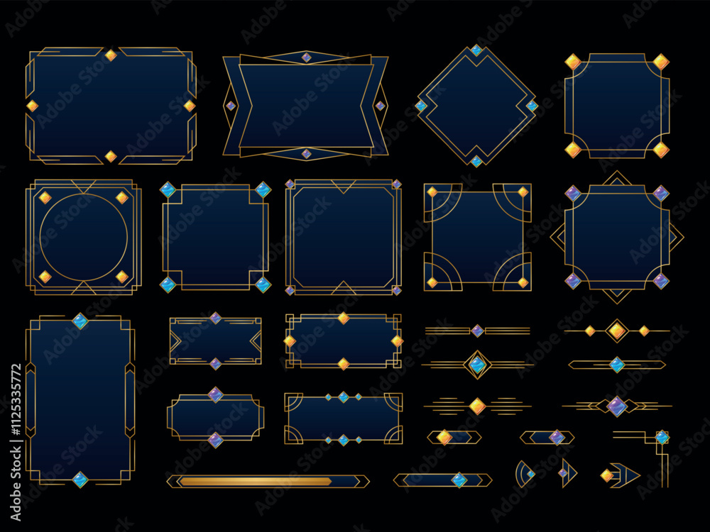 Medieval game frames. Dark fantasy rpg gaming ux ui window frame, gothic interface menu border ...