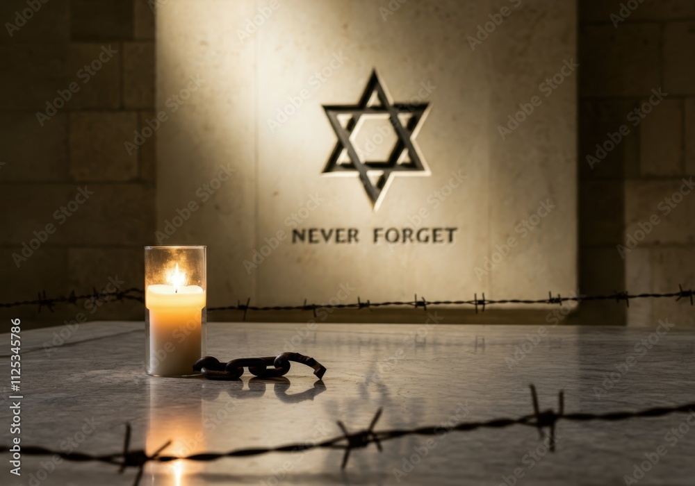 Lit candle and broken chain symbolize remembrance and liberation in ...