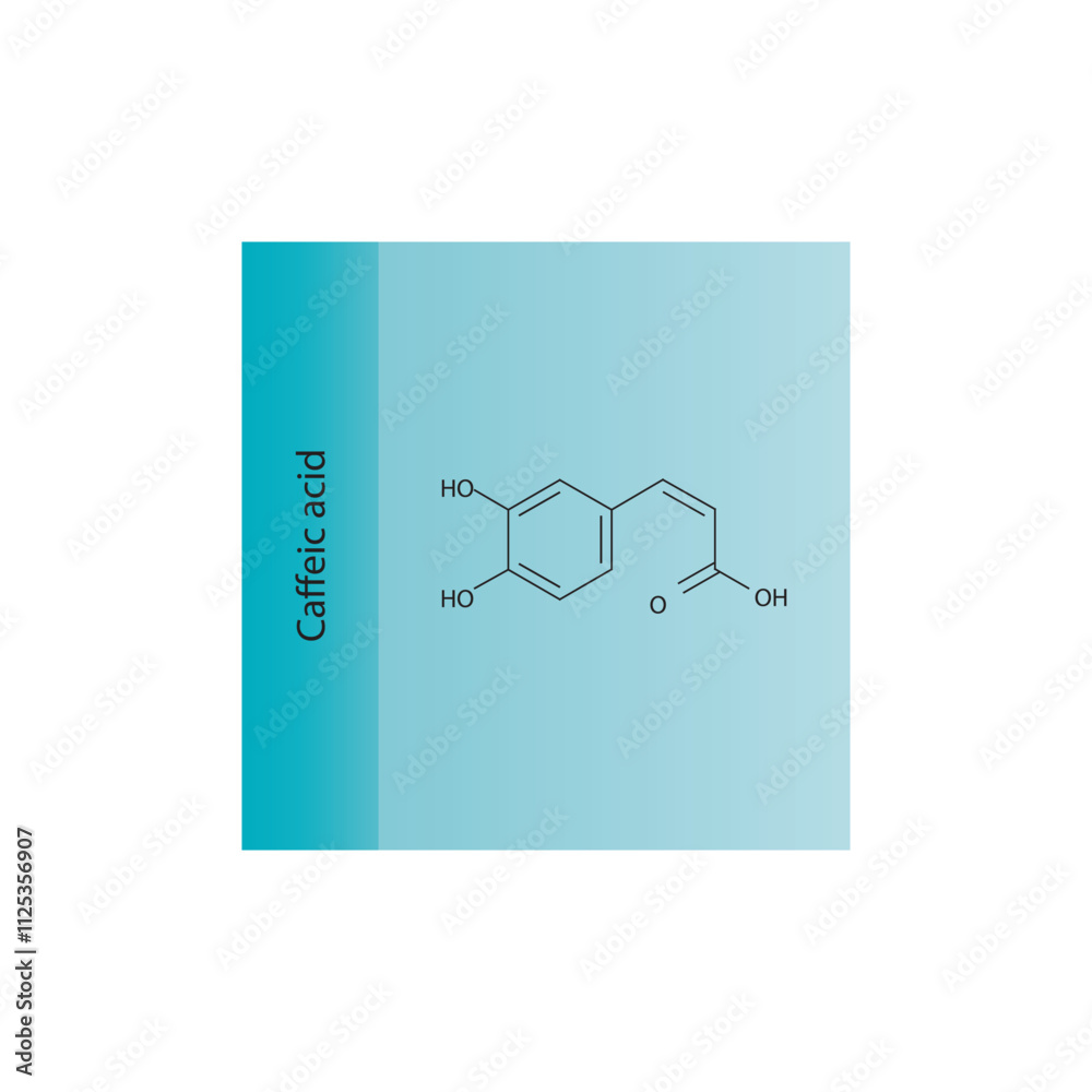 Caffeic acid skeletal structure diagram.hydroxycinnamic acid compound ...