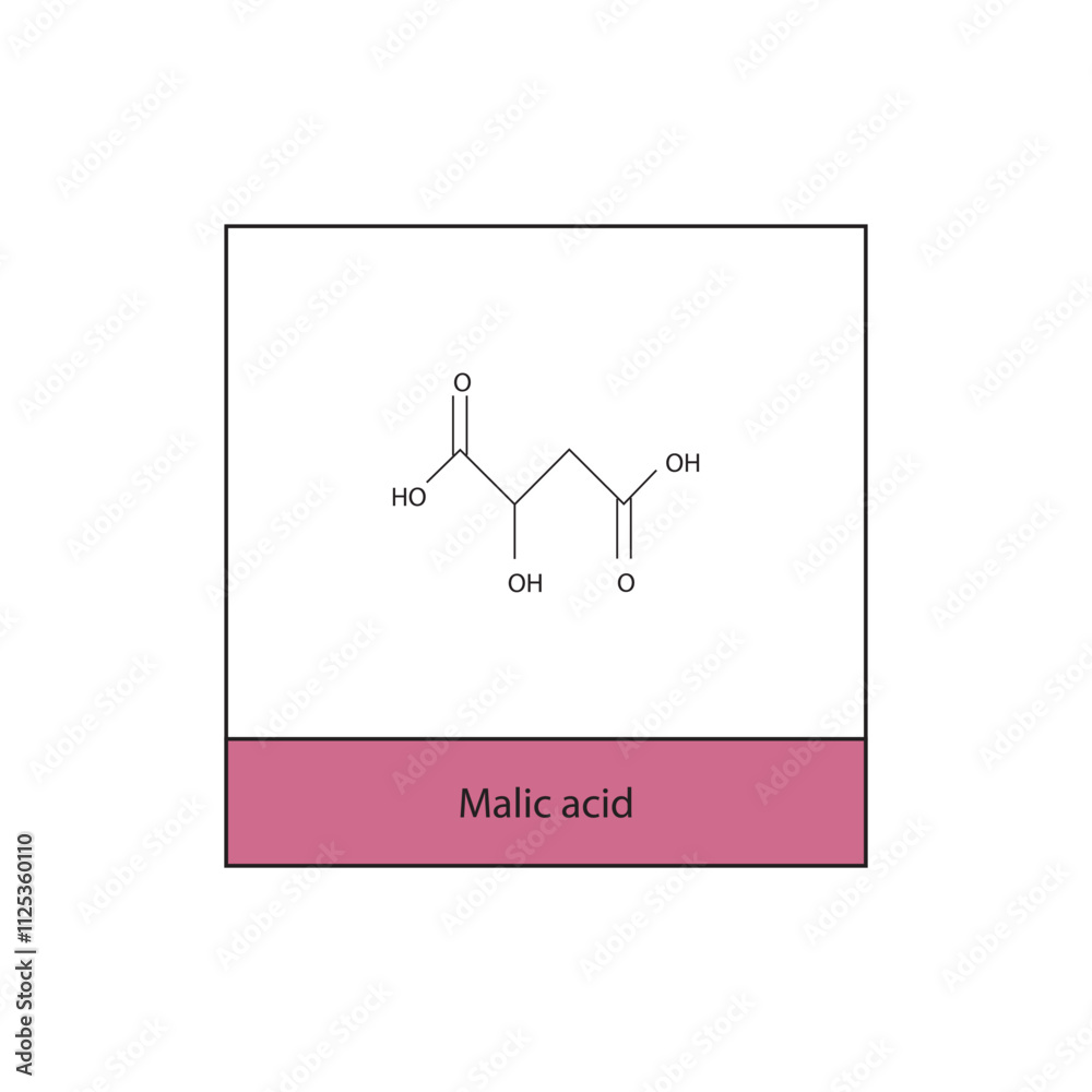 Malic acid skeletal structure diagram.aliphatic acid compound molecule ...