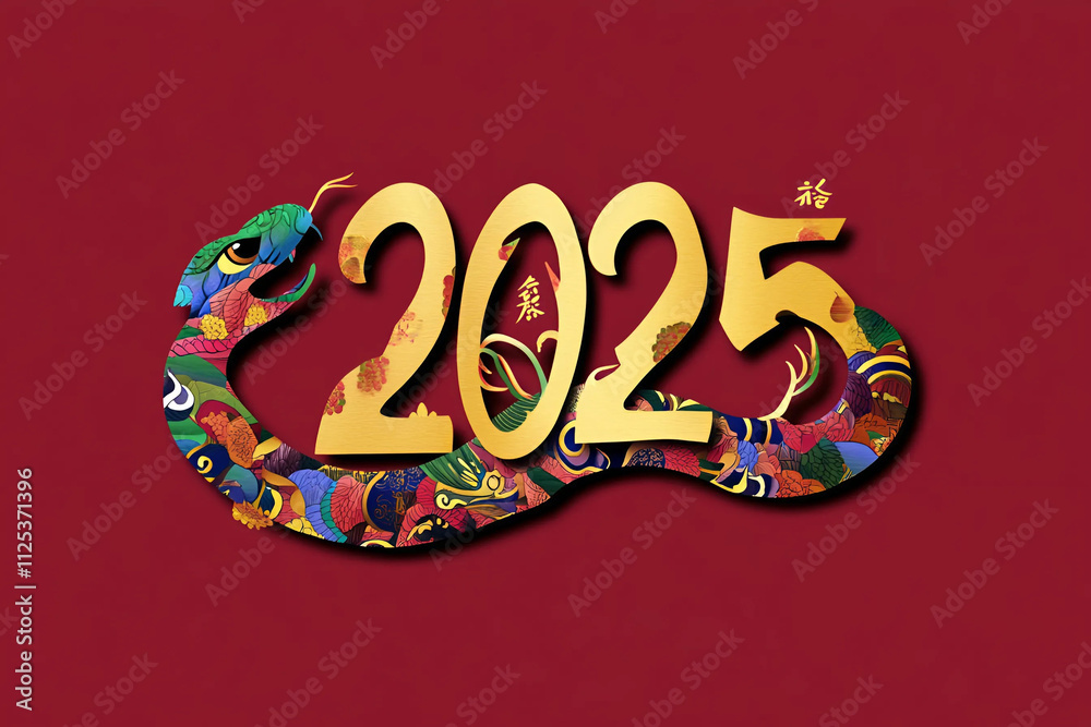 Año nuevo chino, año de la serpiente en China. Serpiente de colores ...