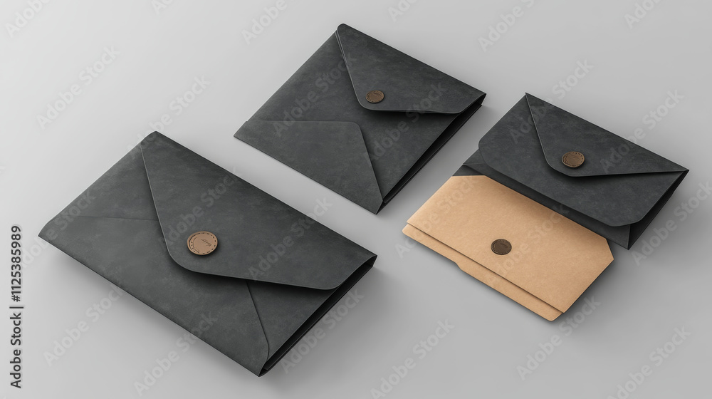 White envelope A4, DL and C6 template. Vector realistic mockup of blank closed and open ...