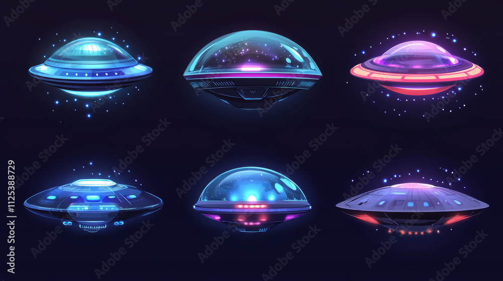 Flying ufo saucer animation sprite sheet effect. Alien spaceship ...