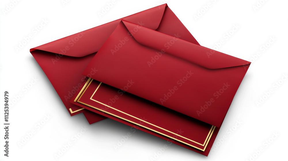Red envelopes template set. Blank closed and open paper covers, festive ...