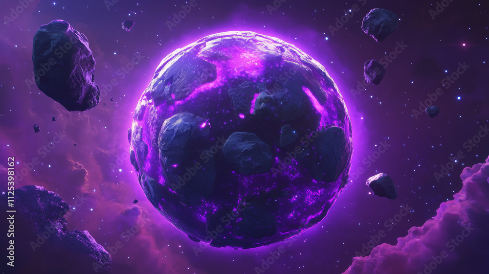 Stock-Illustration „Purple planet turnaround animation, violet globe ...