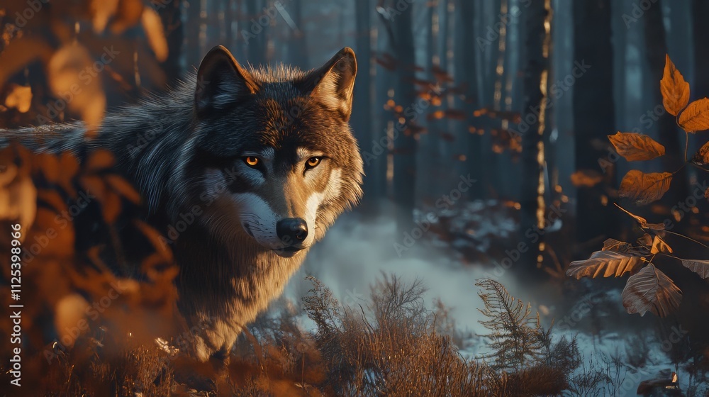 Potrait of brown wolf staring and hunting in the forest. wolf wallpaper ...