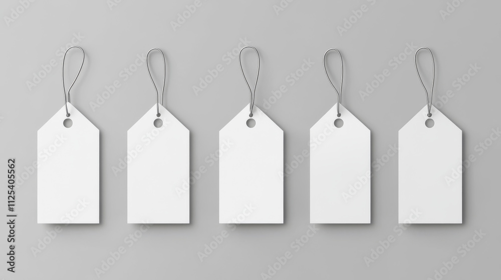 Wobbler speech bubbles mockup set. Blank price pop up tags hang on wall ...