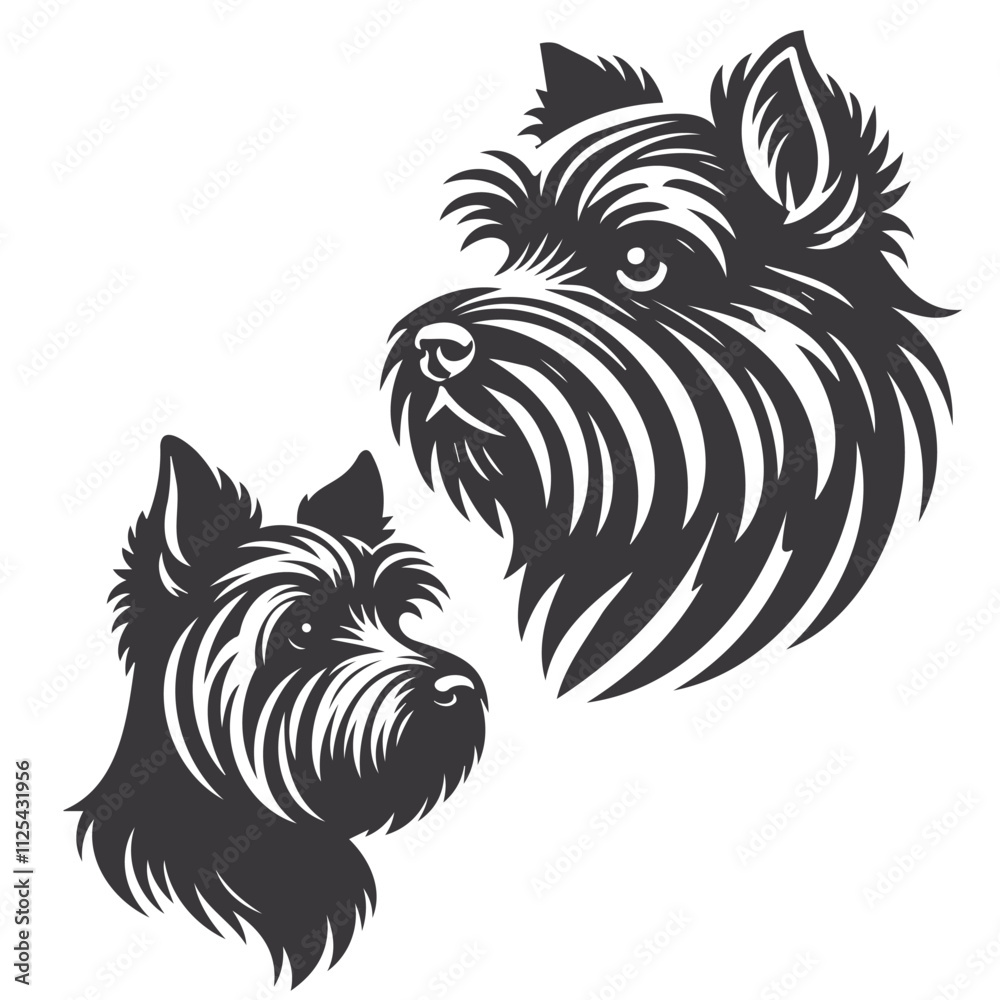 Norfolk Terrier head logo silhouette outline vector, Norfolk Terrier ...
